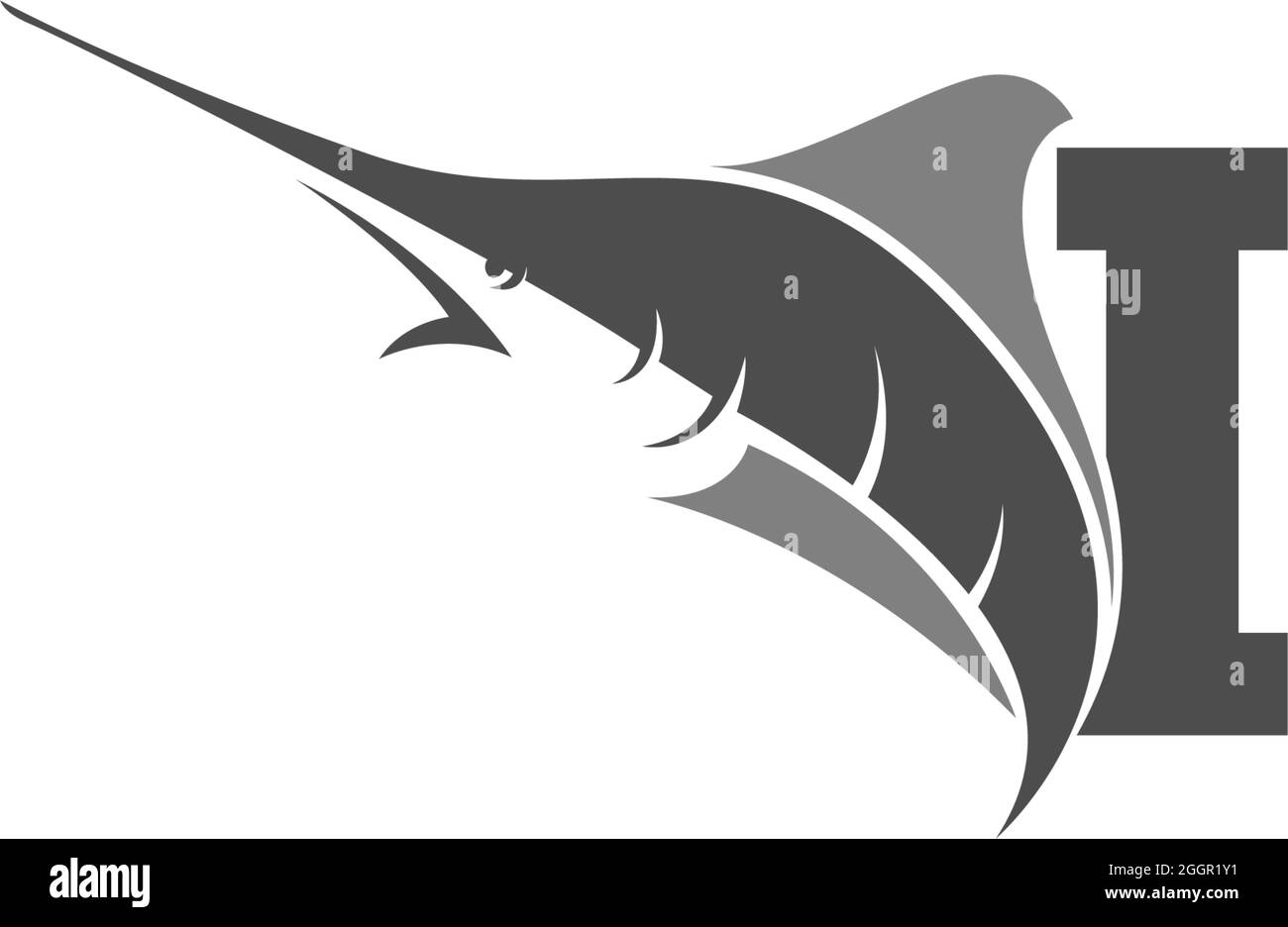 Letter I with ocean fish icon template vector Stock Vector Image & Art ...