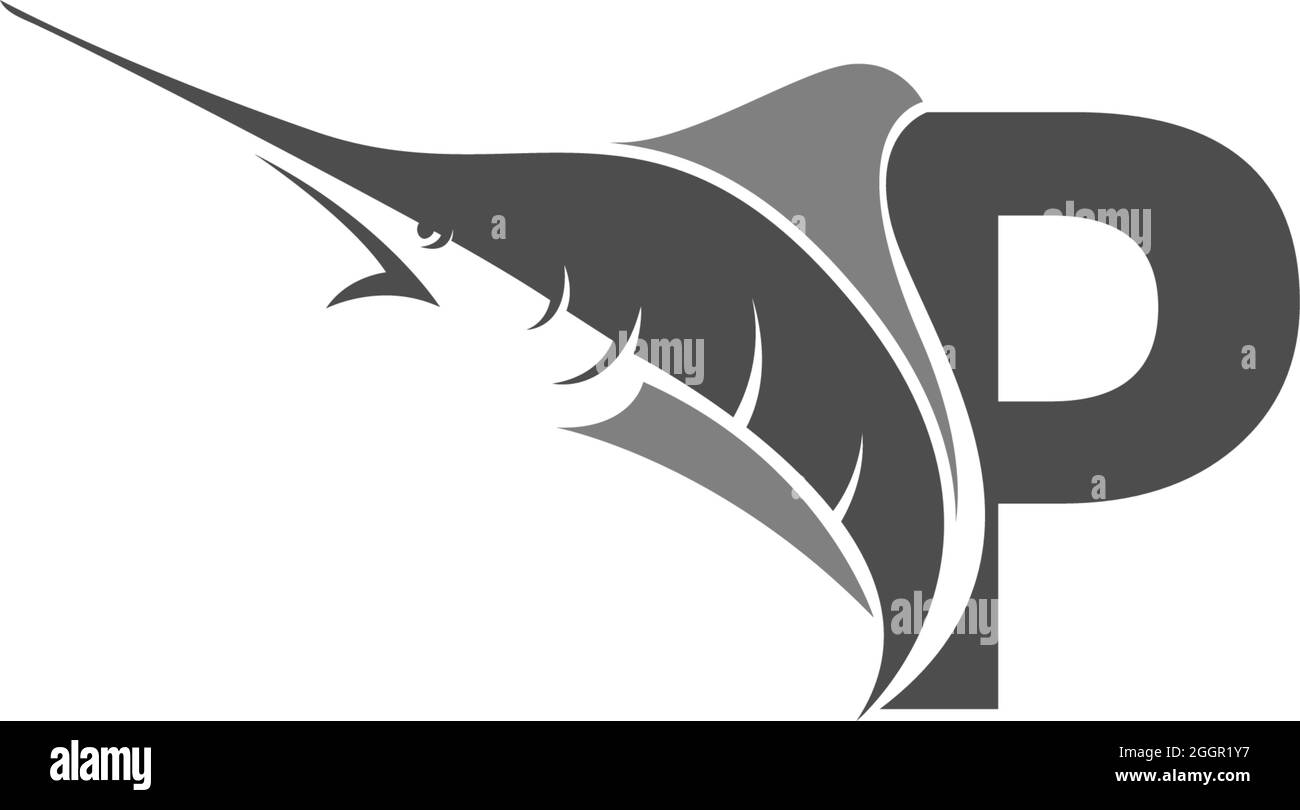 Letter P with ocean fish icon template vector Stock Vector Image & Art ...