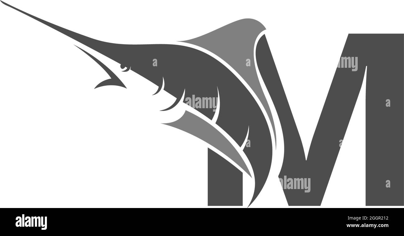 Letter M with ocean fish icon template vector Stock Vector Image & Art ...