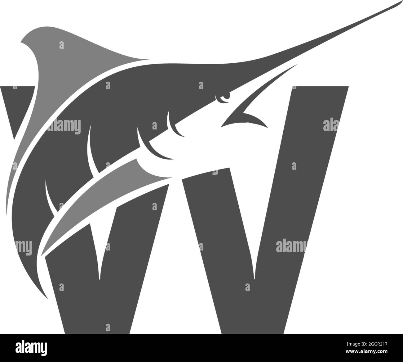 Letter W with ocean fish icon template vector Stock Vector Image & Art ...