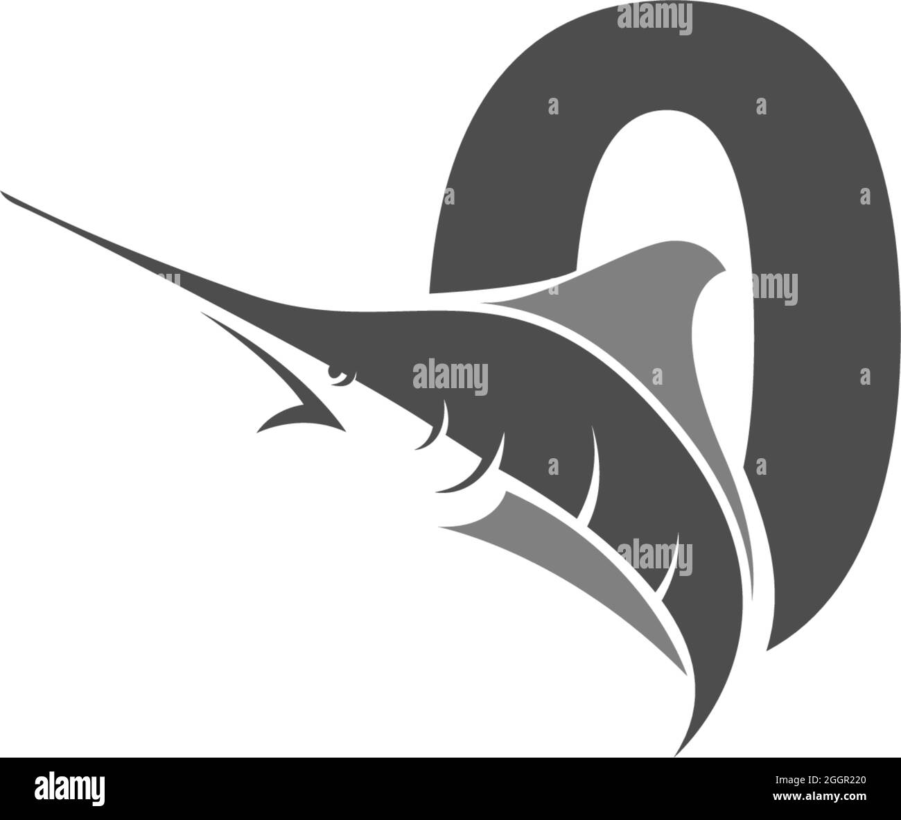 Number zero with ocean fish icon template vector Stock Vector Image ...