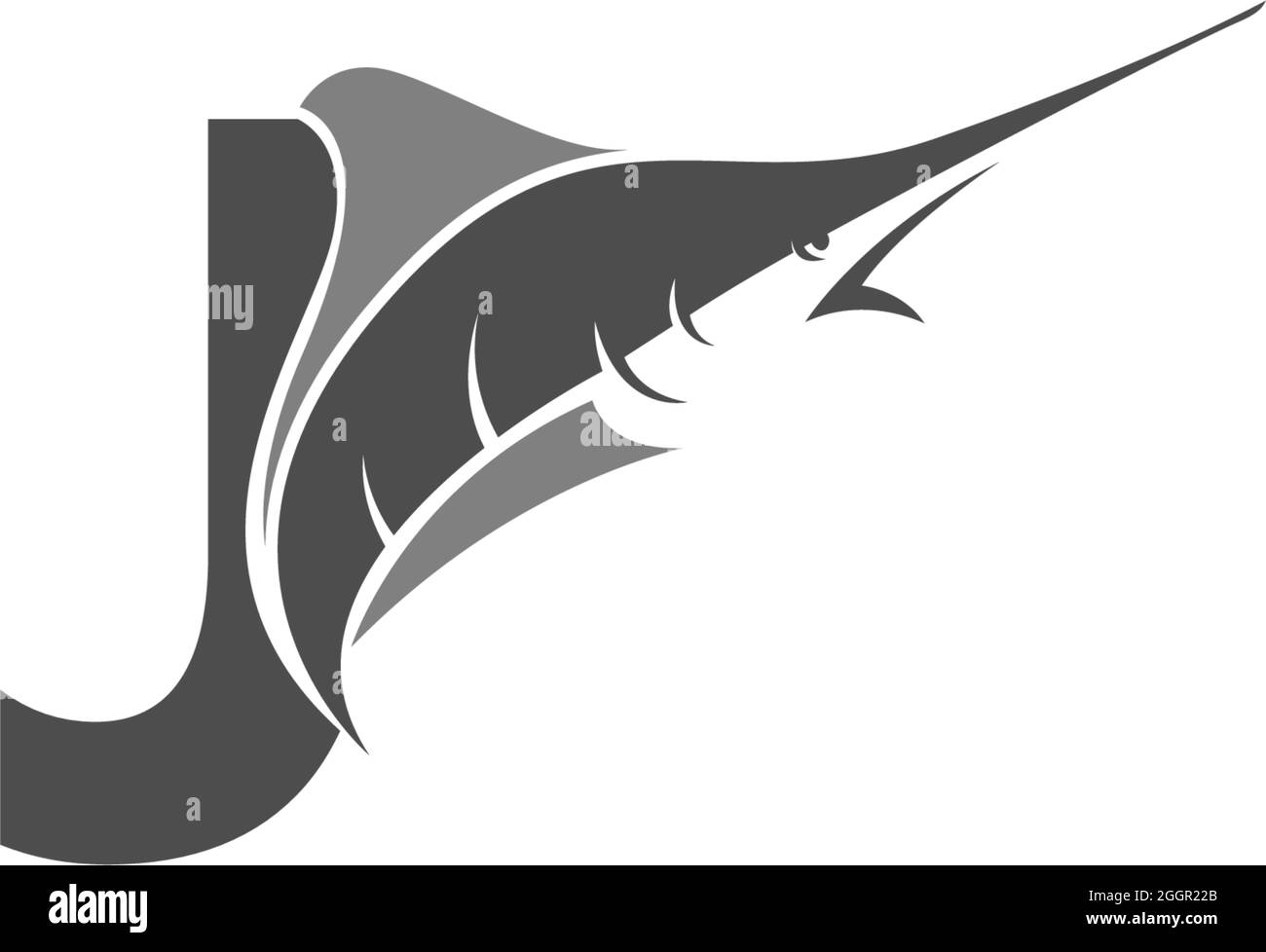 Letter J with ocean fish icon template vector Stock Vector Image & Art ...