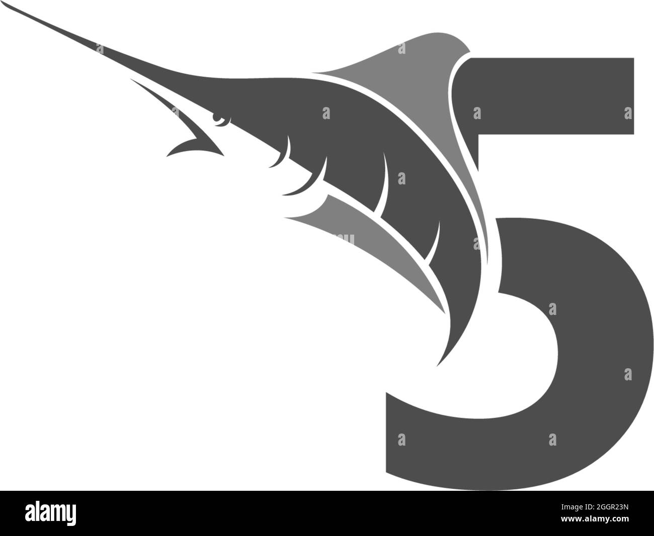 Number 5 with ocean fish icon template vector Stock Vector Image & Art ...