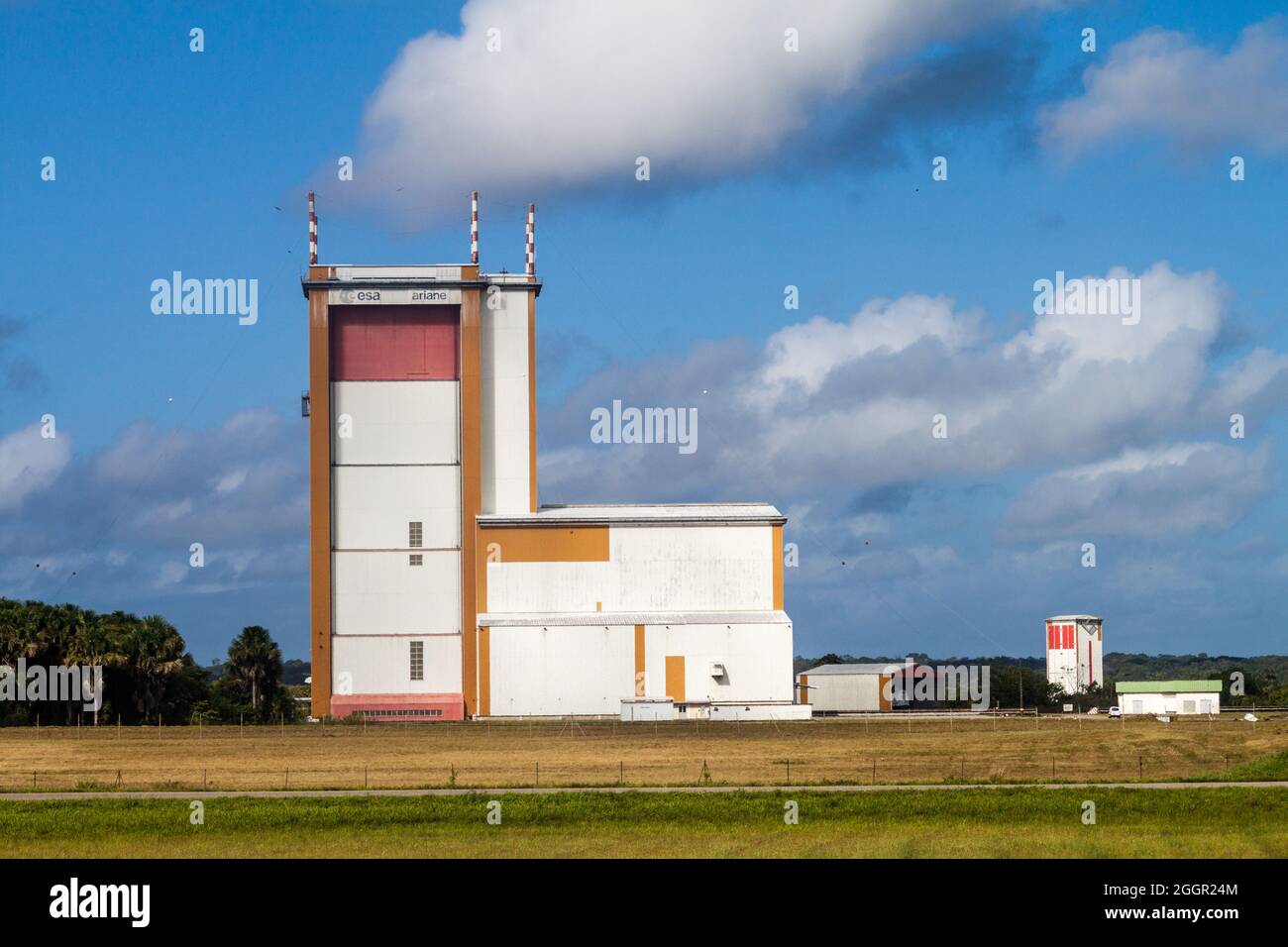 KOUROU, FRENCH GUIANA - AUGUST 4, 2015: Final assembly building for ...
