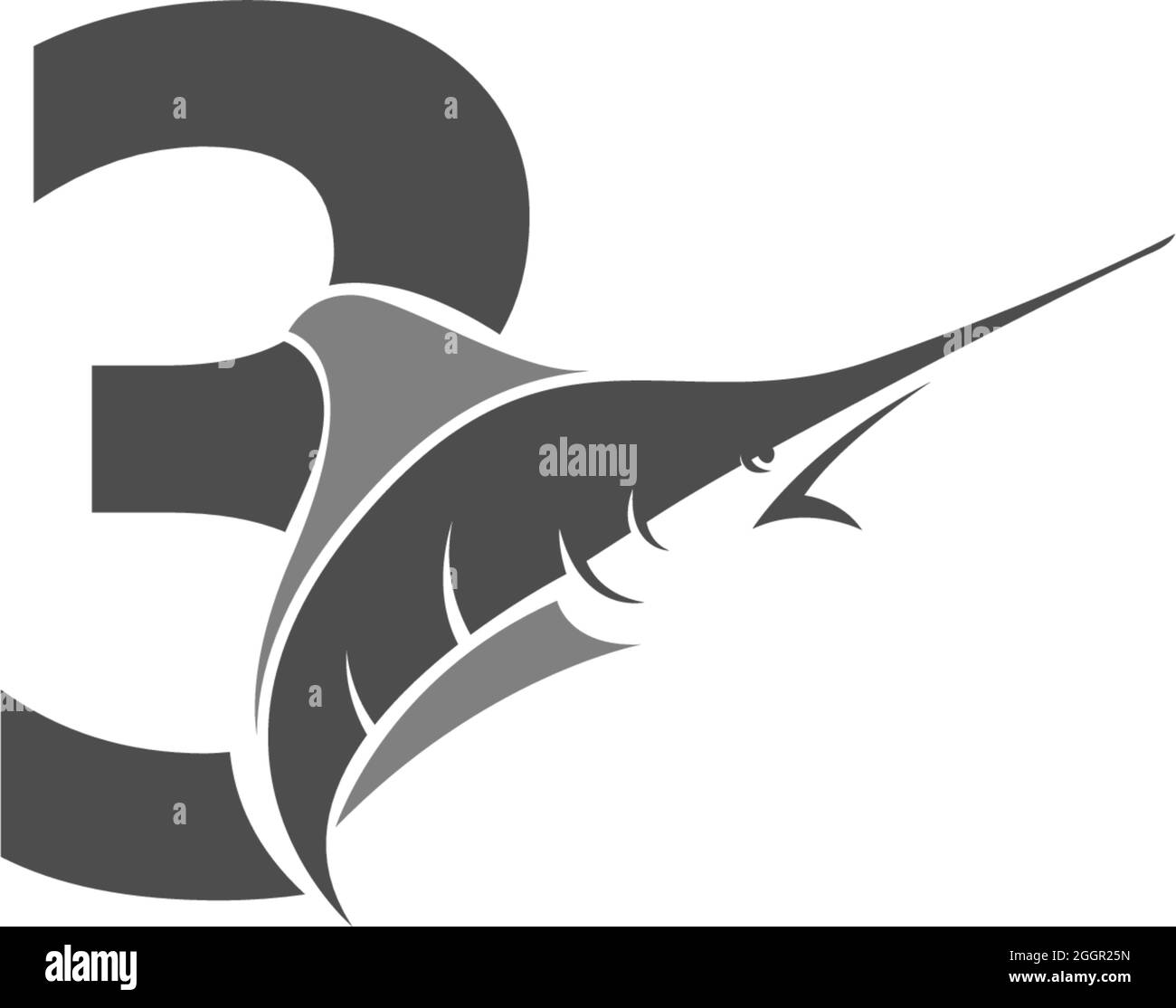 Number 3 with ocean fish icon template vector Stock Vector Image & Art ...