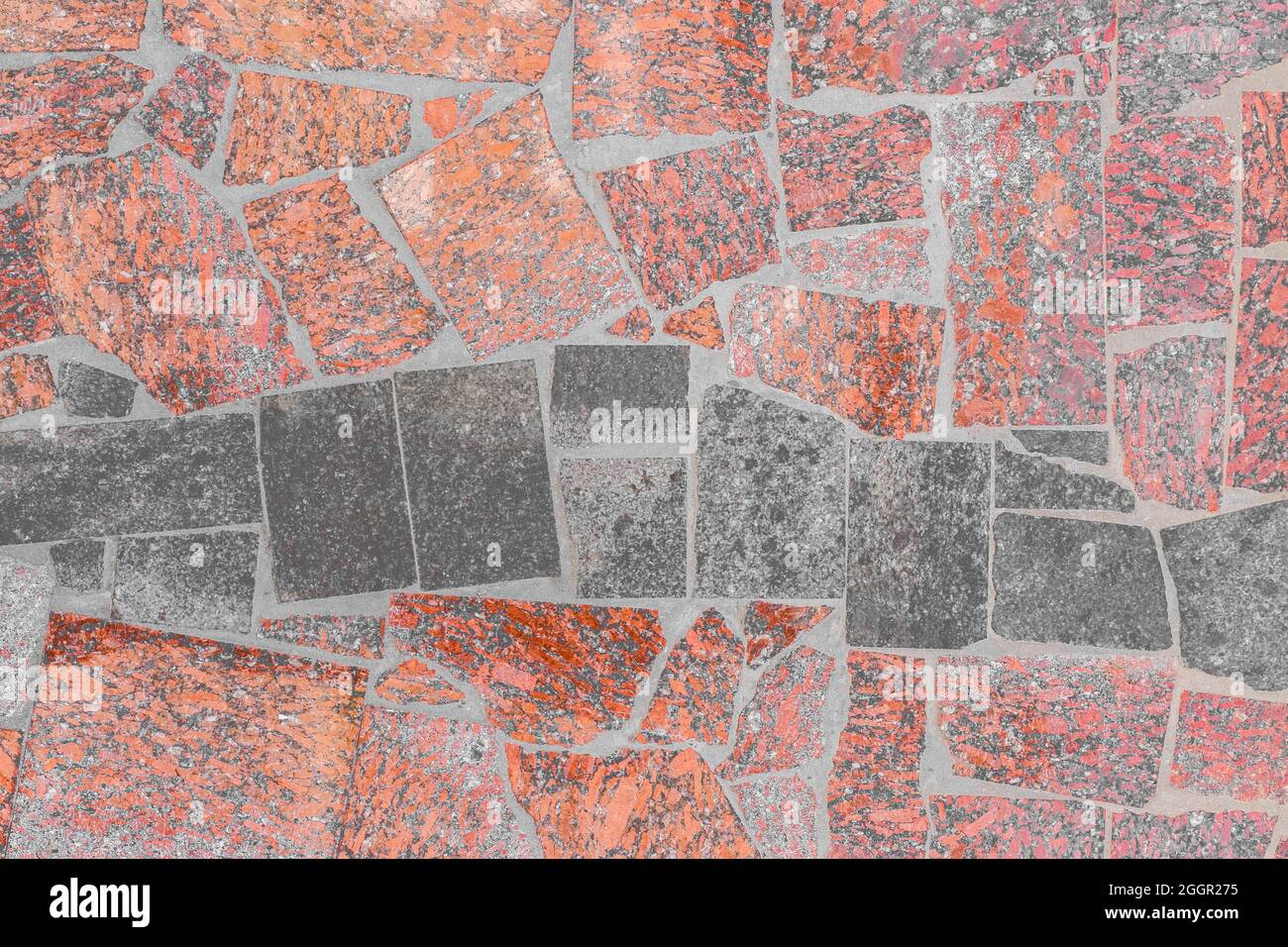 Colored red and dark abstract pattern stone floor tiles background ...