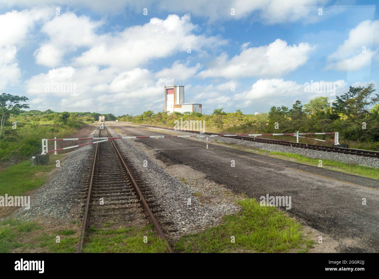 Gate, transport tracks and The final assembly building for Ariane 5 ...