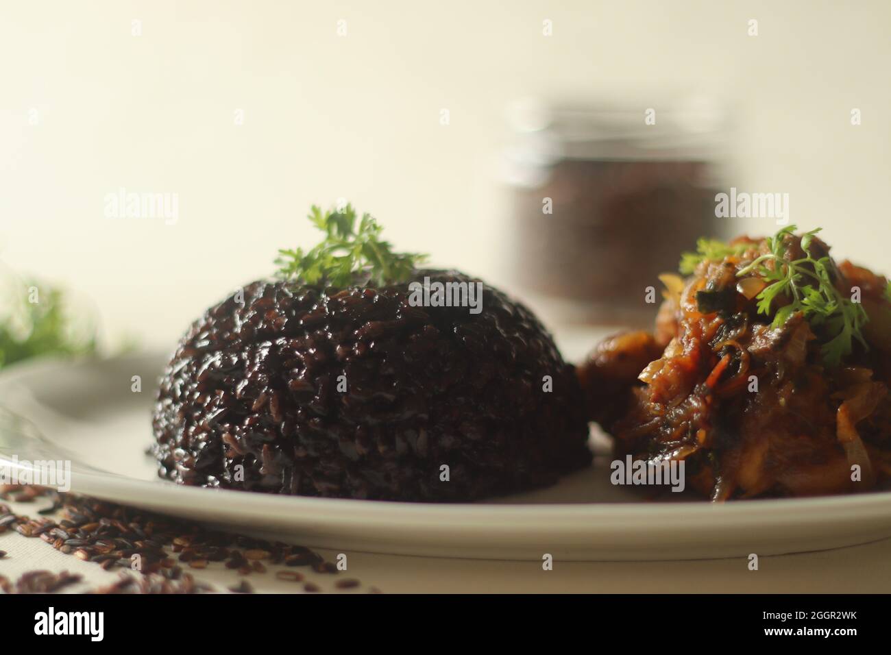 Black rice pulao. A one pot rice preparation with Black rice, ghee and ...