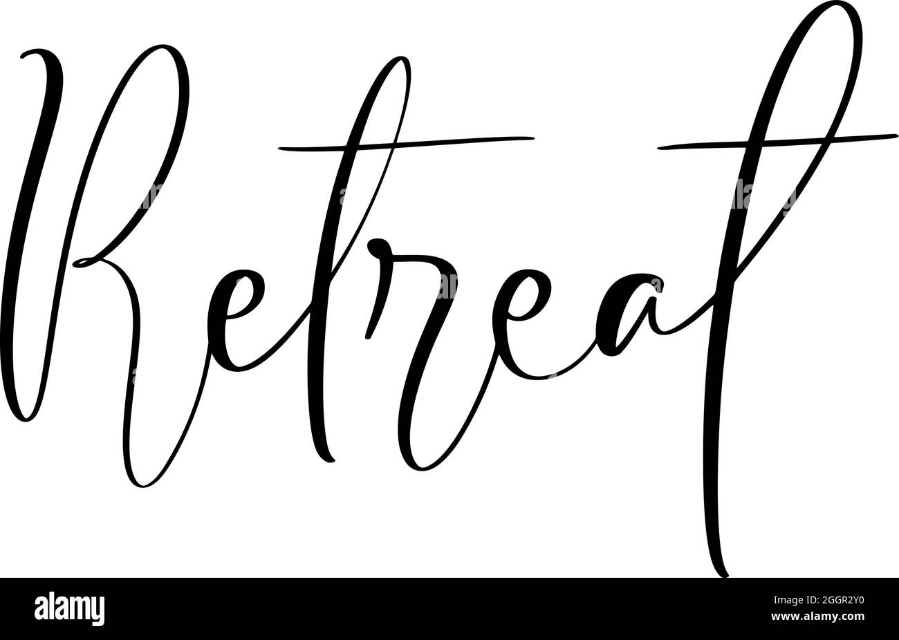 Vector Phrase Retreat. Brush logo black calligraphy lettering Text ...