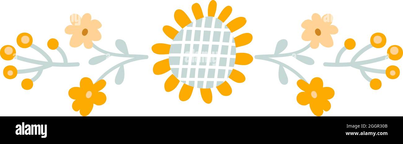 Vector baby Floral summer divider banner, Pastel kids color sunflower ...
