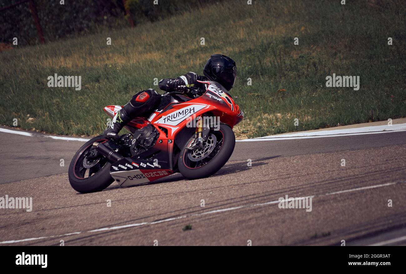 10-05-2021 Lithuania, Kaunas MotoGP rider, Motorcyclist rides at fast sport bike Stock Photo - Alamy