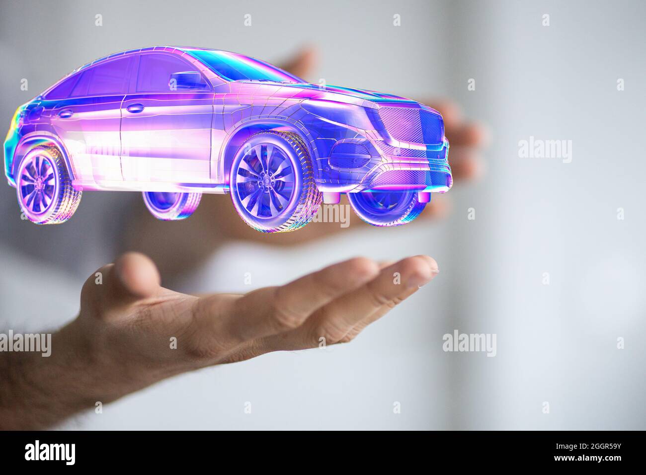 Autonomous driving with a electric car 3d Stock Photo - Alamy