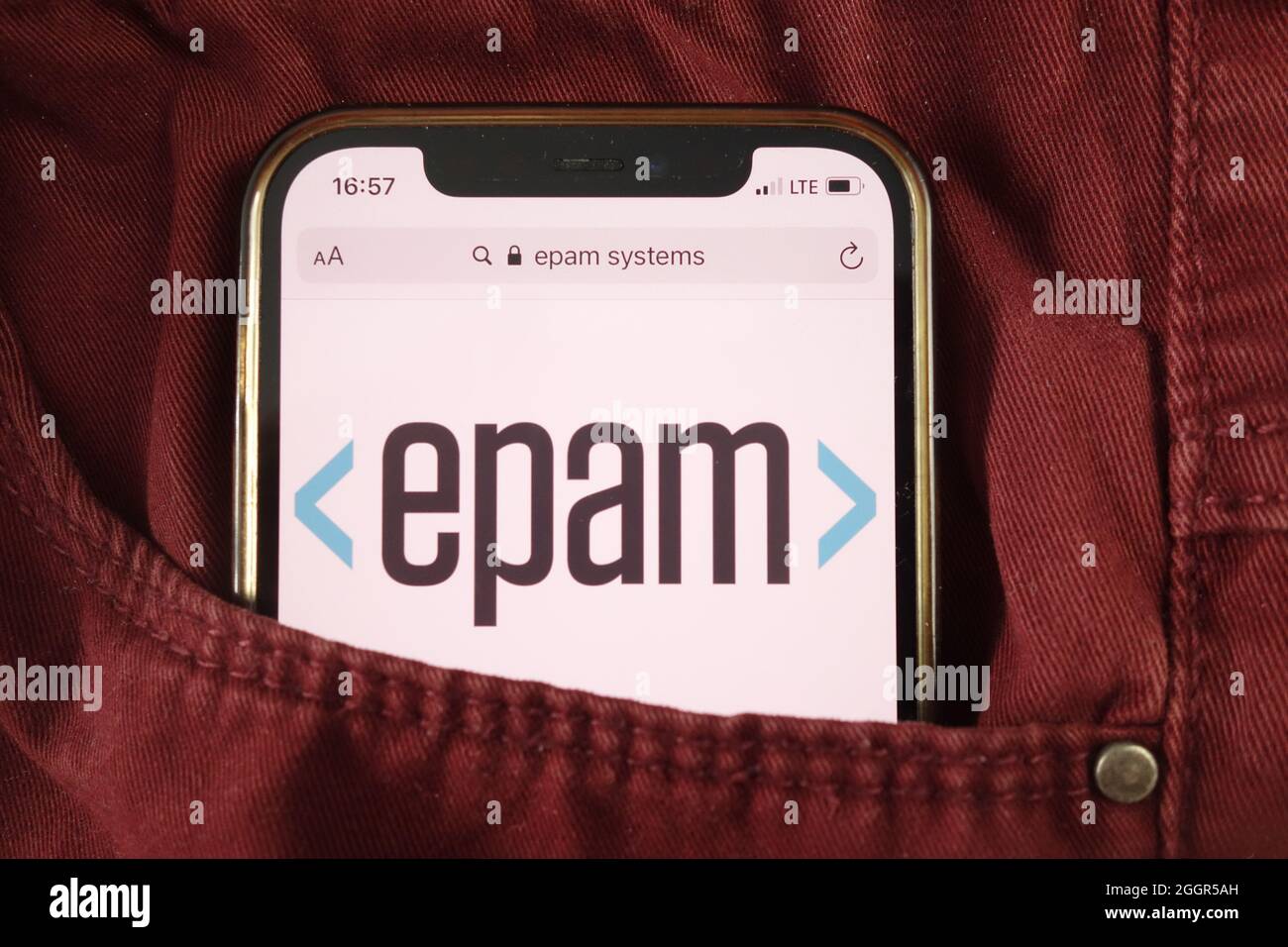 KONSKIE, POLAND - August 17, 2021: EPAM Systems Inc logo displayed on ...