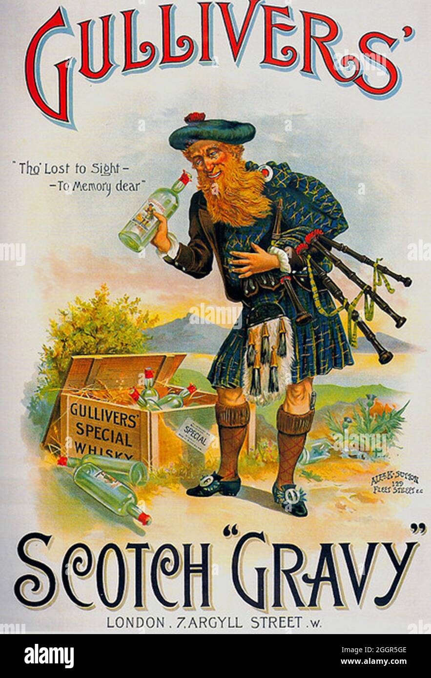 Click On Vintage British alcohol poster - "Gulliver's Scotch "Gravy ...