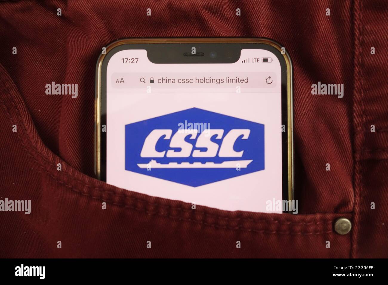 KONSKIE, POLAND - August 17, 2021: China State Shipbuilding Corporation CSSC logo displayed on ...