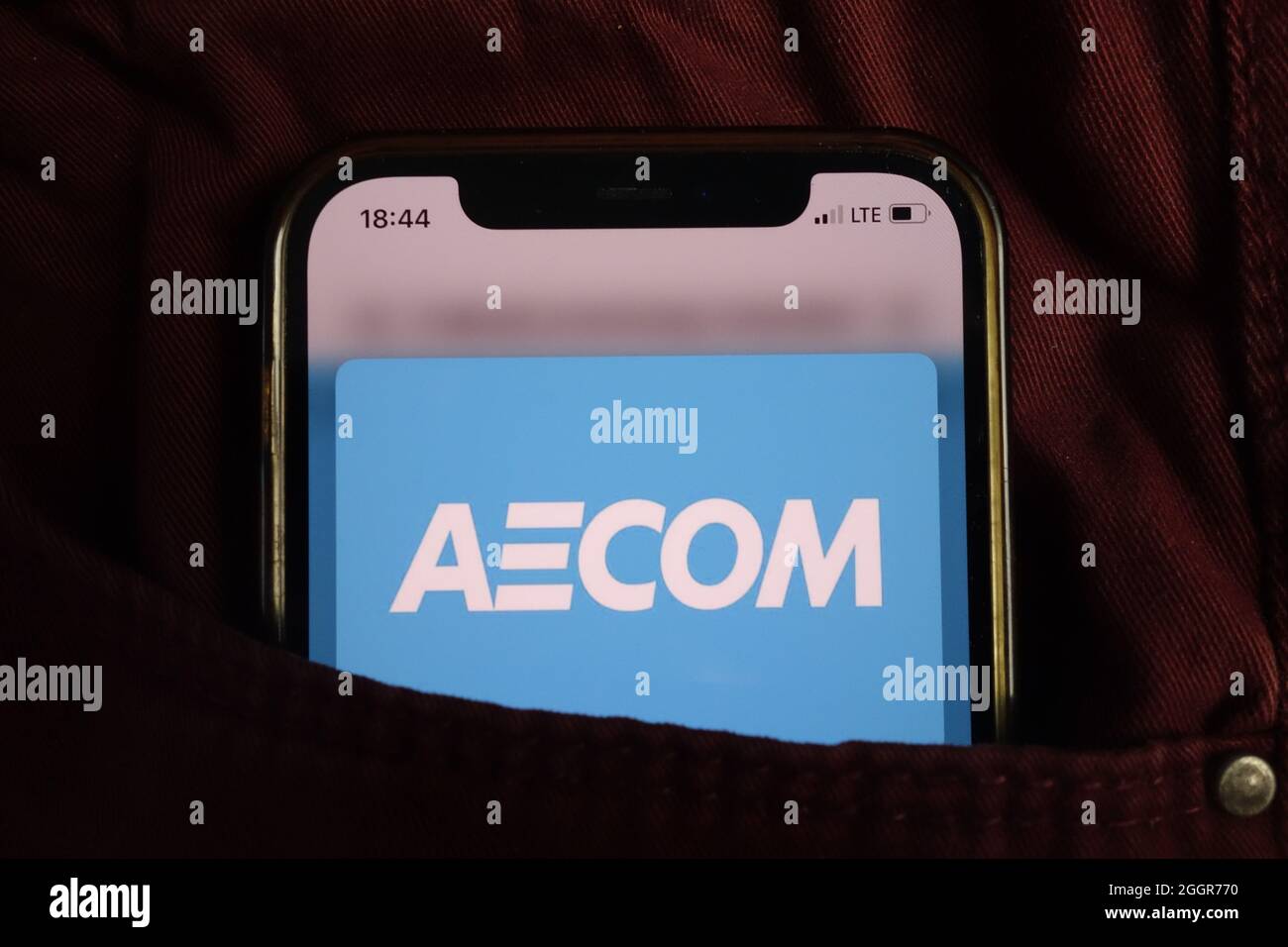 KONSKIE, POLAND - August 17, 2021: Aecom company logo displayed on ...