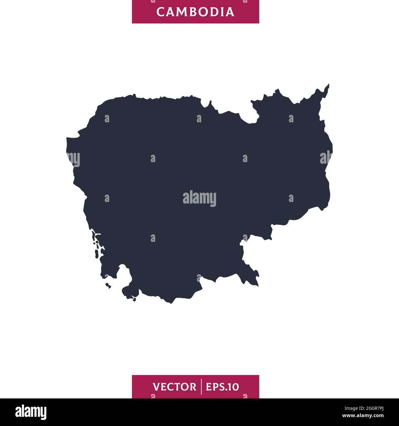 Detailed map of Cambodia vector stock illustration design template ...