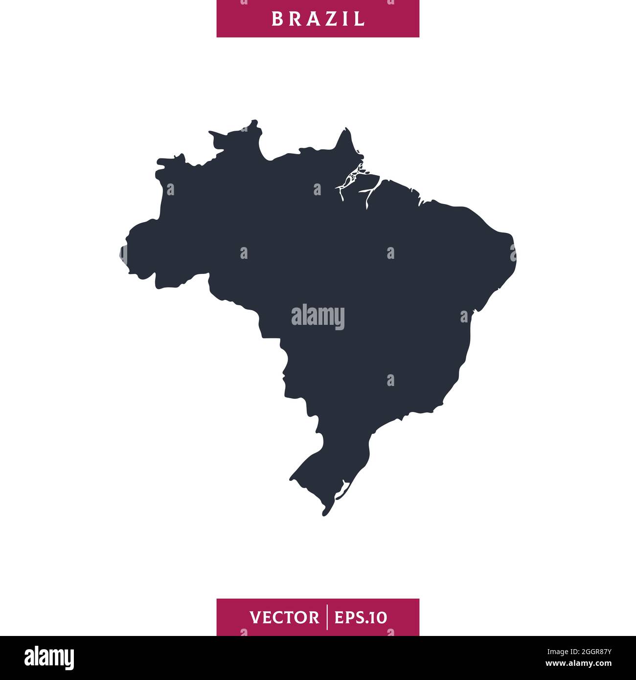 Detailed map of Brazil vector stock illustration design template ...
