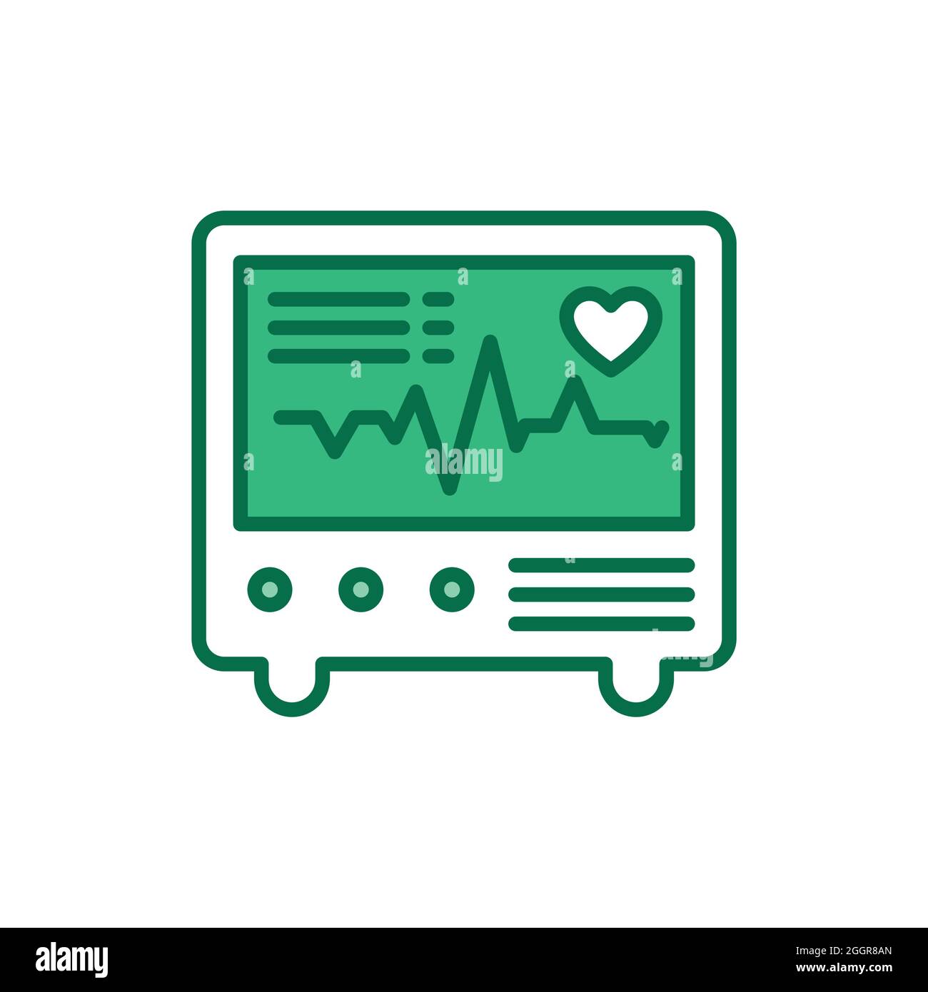 Electrocardiograph color line icon. Medical device for checking the ...