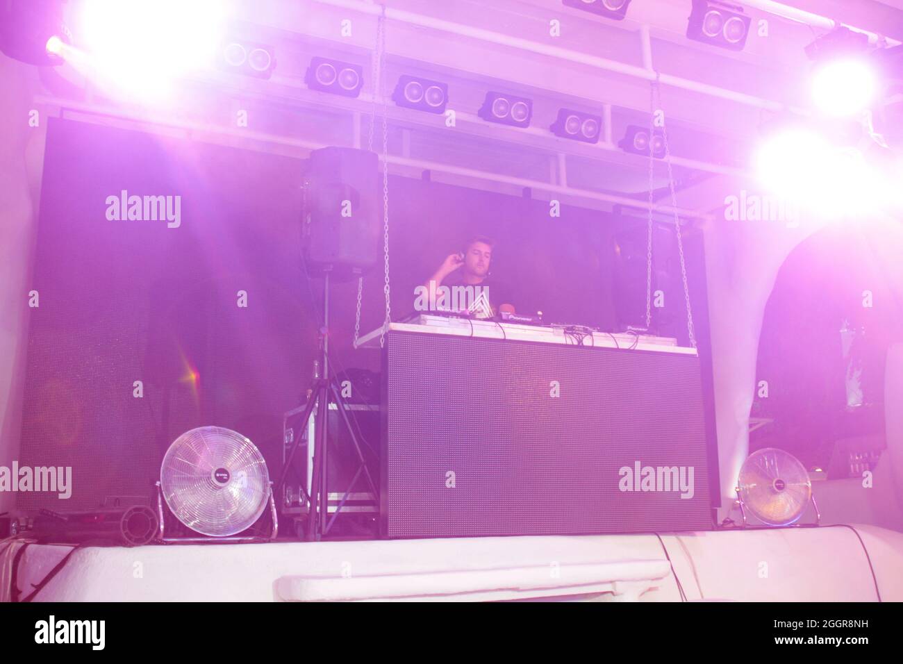 Odessa, Ukraine May 24, 2013: Dj at work in luxury nightclub during ...
