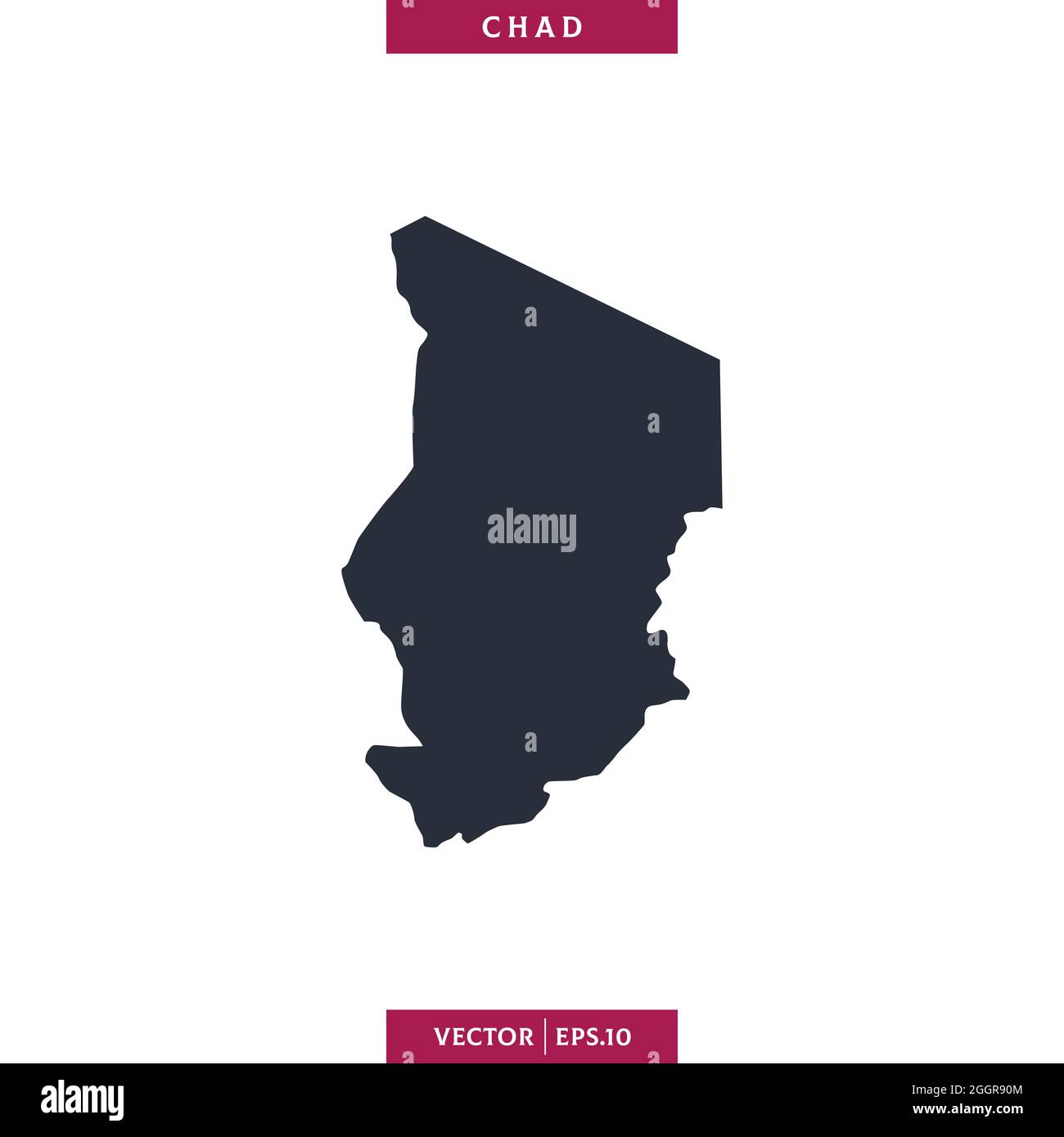 Detailed map of Chad vector stock illustration design template. Vector ...
