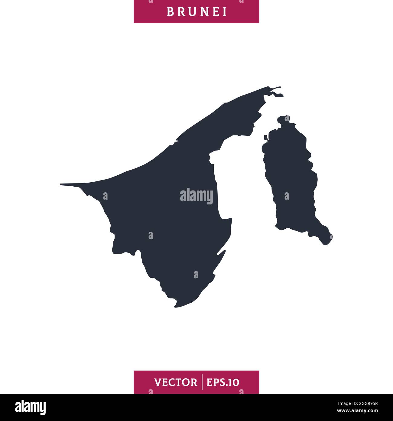 Detailed map of Brunei vector stock illustration design template ...