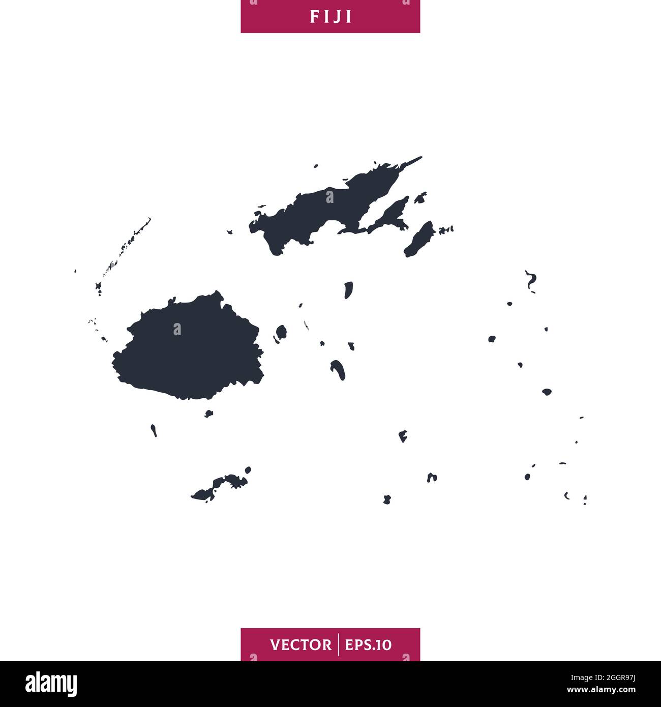 Detailed map of Fiji vector stock illustration design template. Vector ...