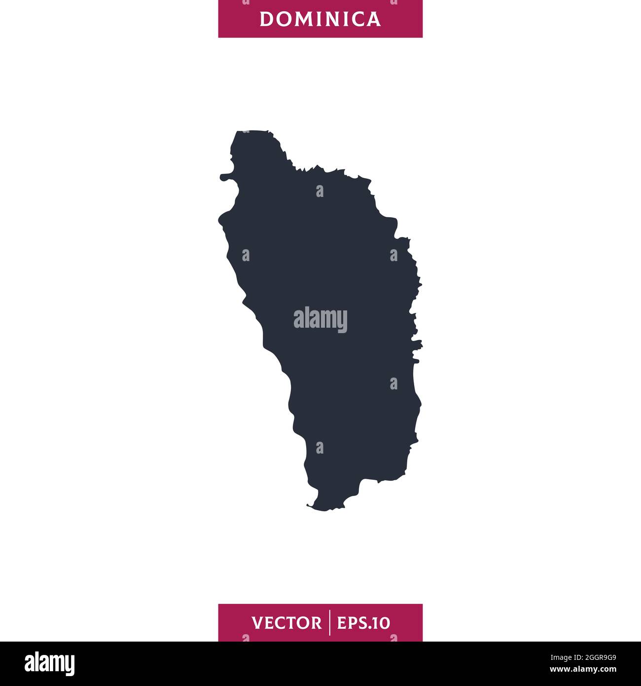 Detailed map of Dominica vector stock illustration design template ...