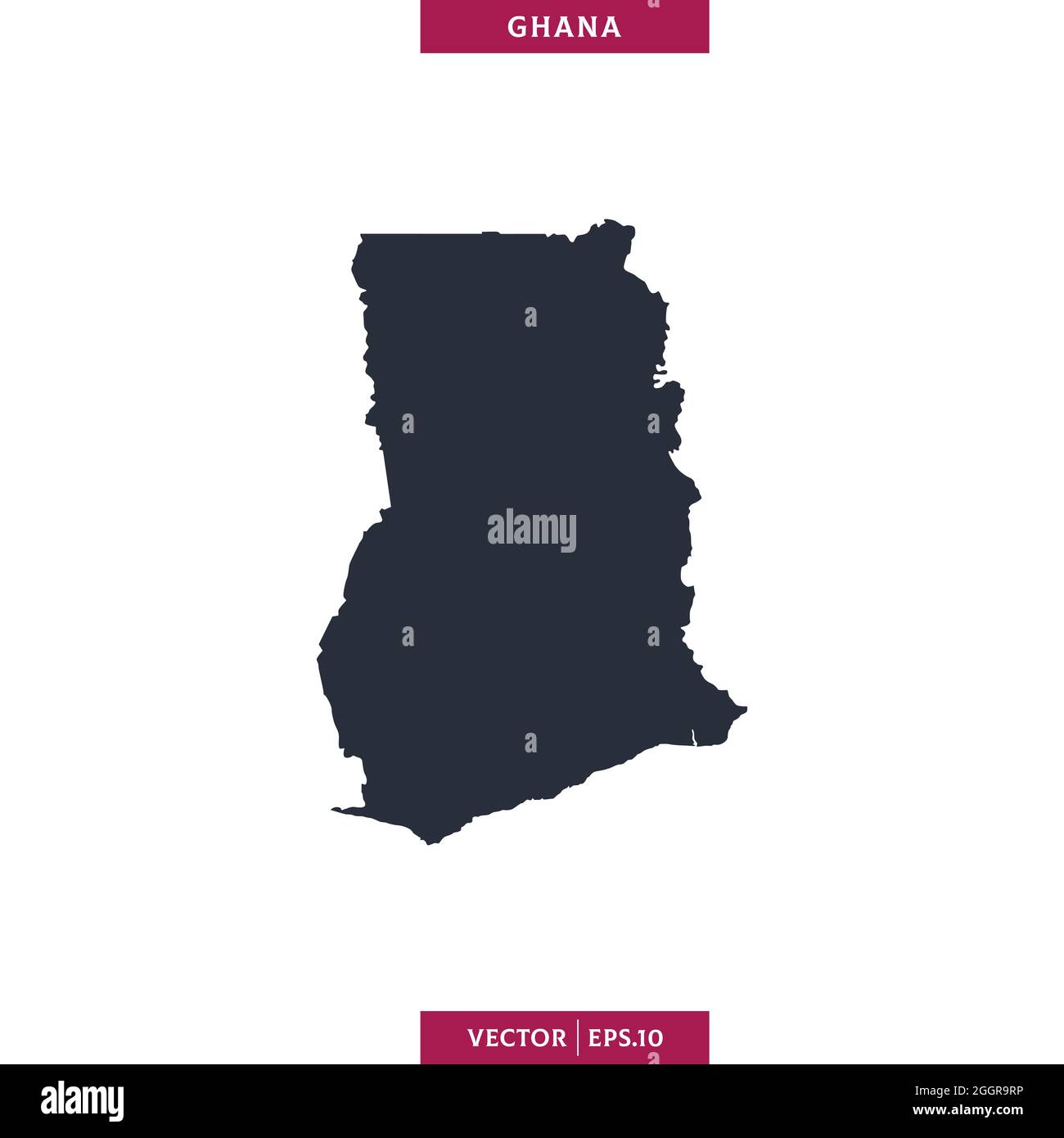 Detailed map of Ghana vector stock illustration design template. Vector ...