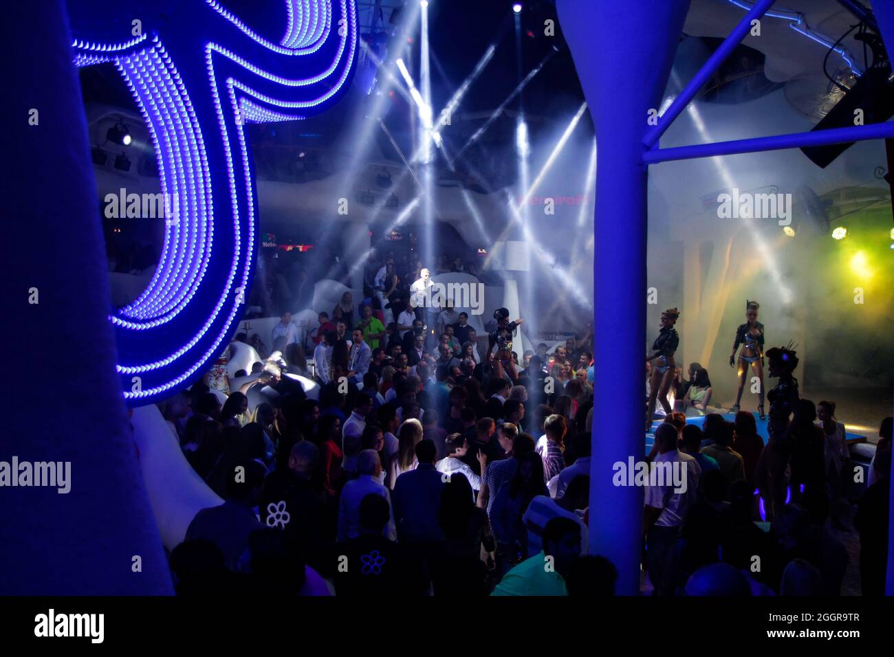 Odessa, Ukraine May 24, 2013: Night club dj party people enjoy of music ...