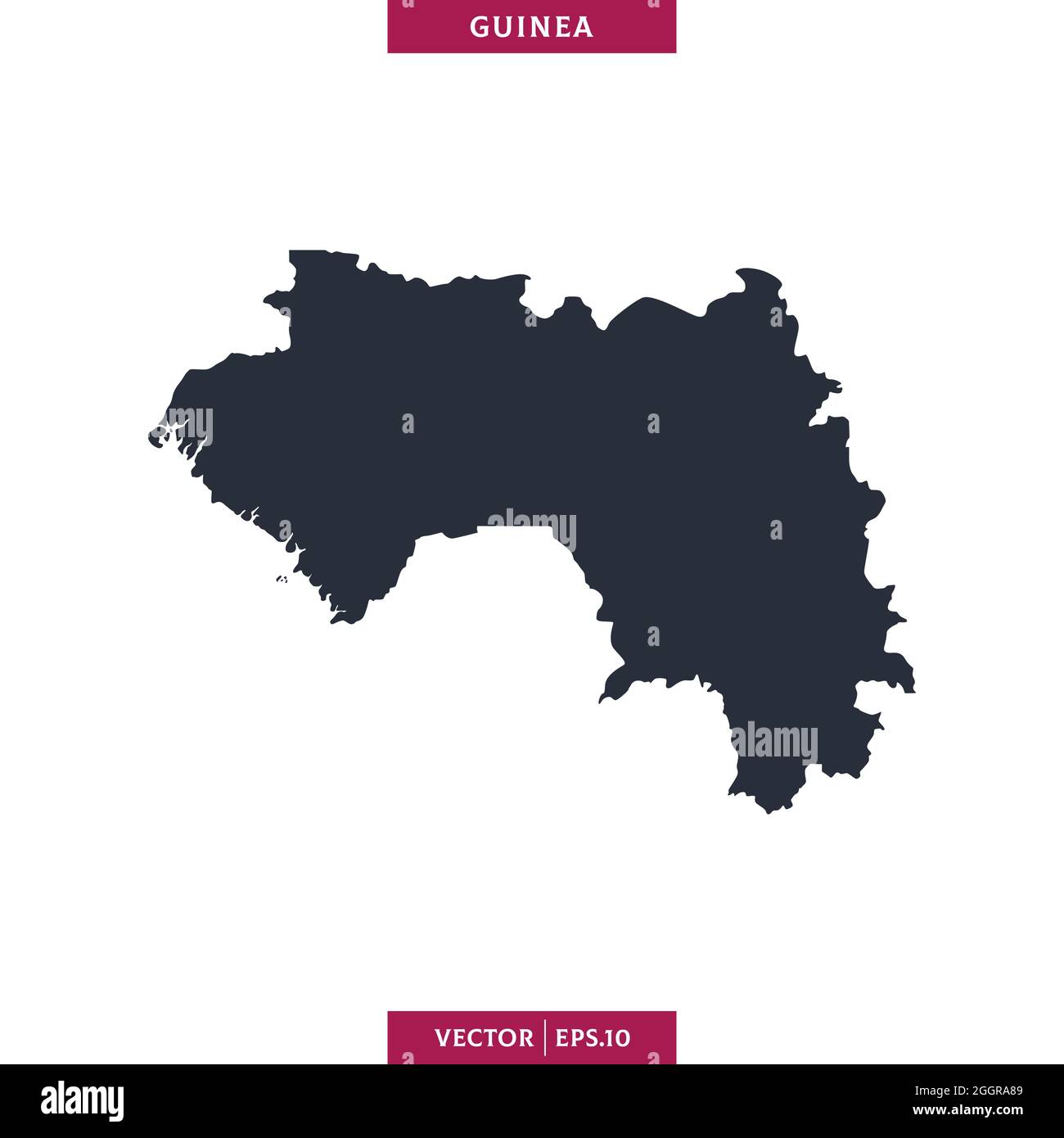Detailed map of Guinea vector stock illustration design template ...