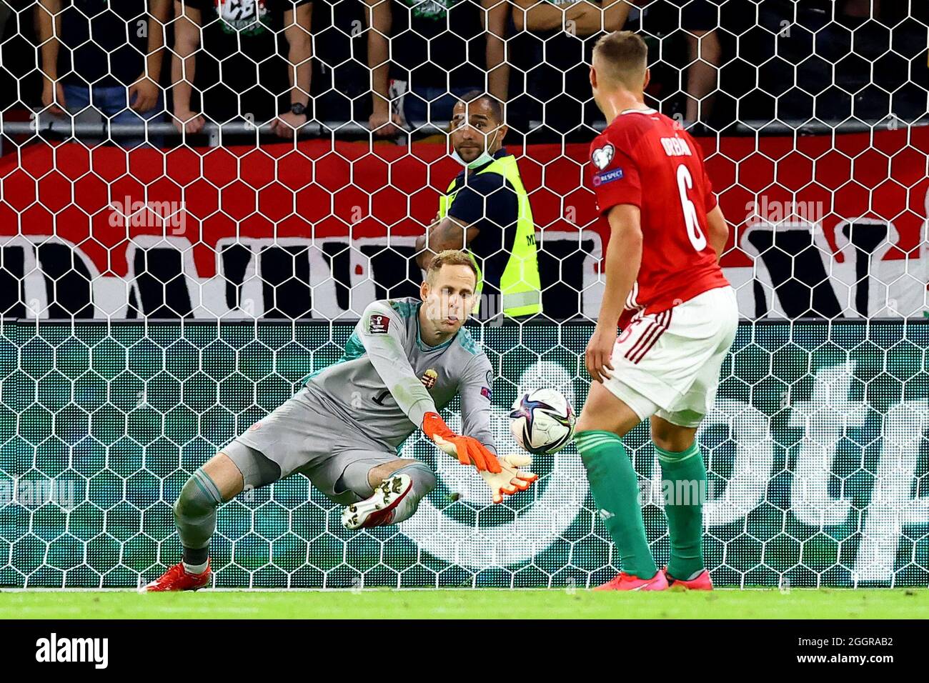 Hungary goalkeeper Peter Gulacsi fails to save England's Harry Maguire ...