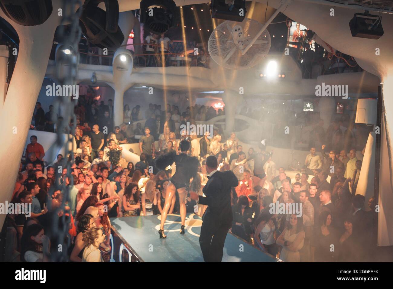 Odessa, Ukraine May 24, 2013: Night club dj party people enjoy of music ...