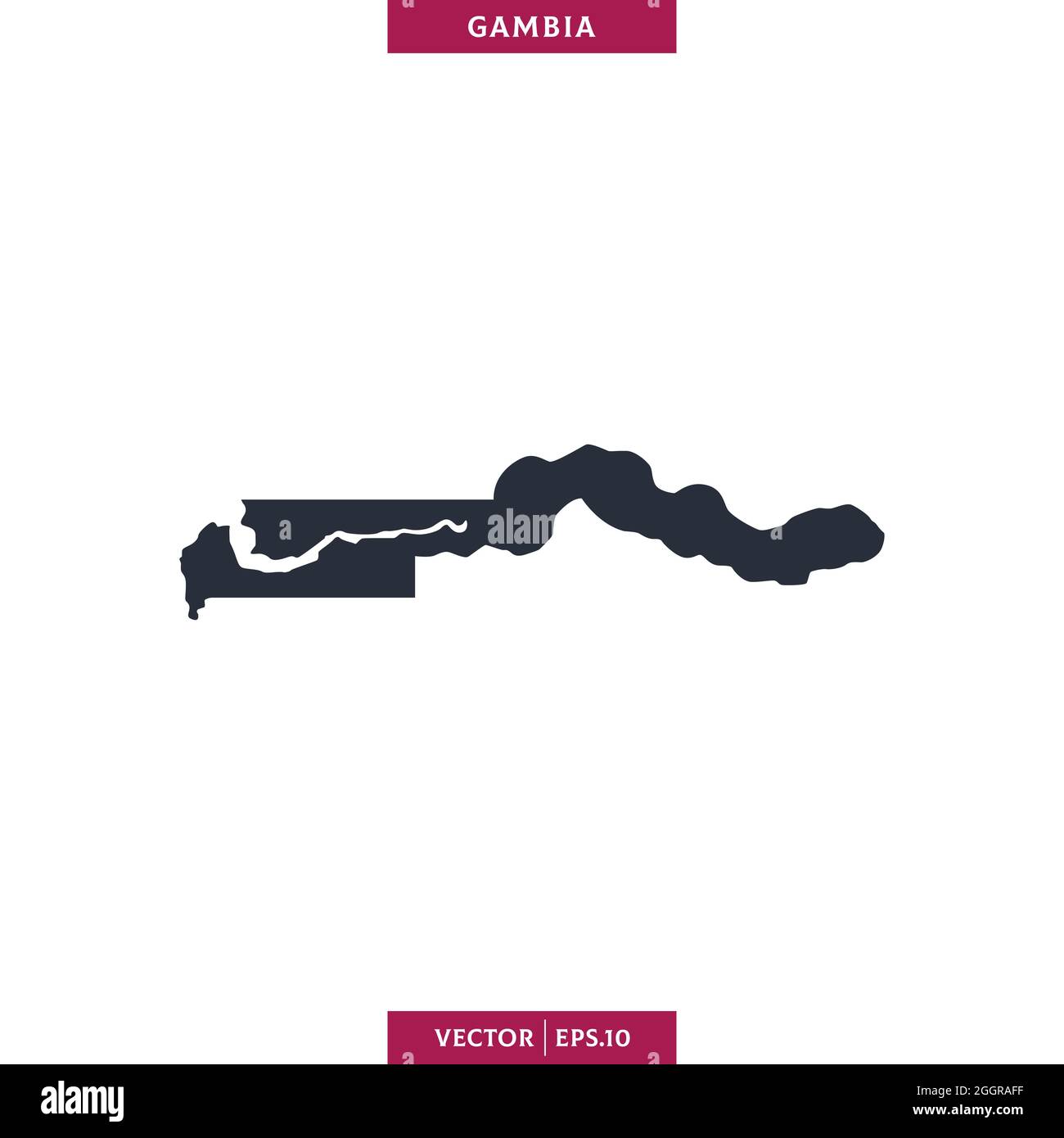 Detailed map of Gambia vector stock illustration design template ...