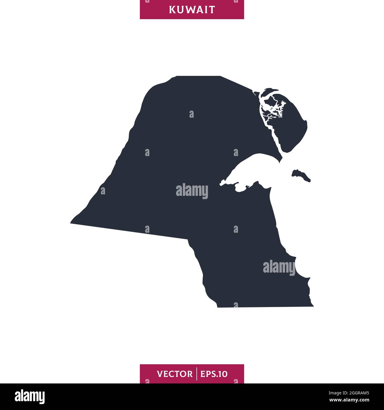 Detailed map of Kuwait vector stock illustration design template ...