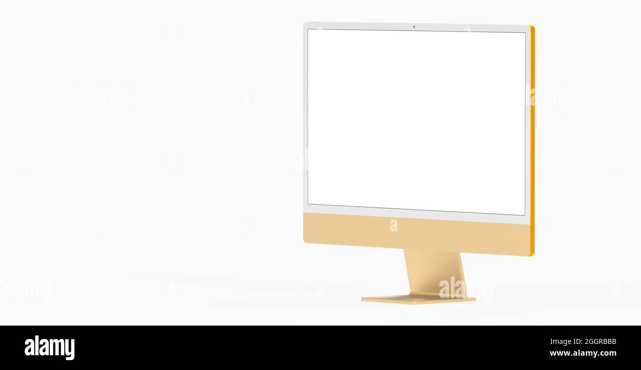 Copy of Realistic Computer, 3D Monitor, in Imac style isolated. yellow ...