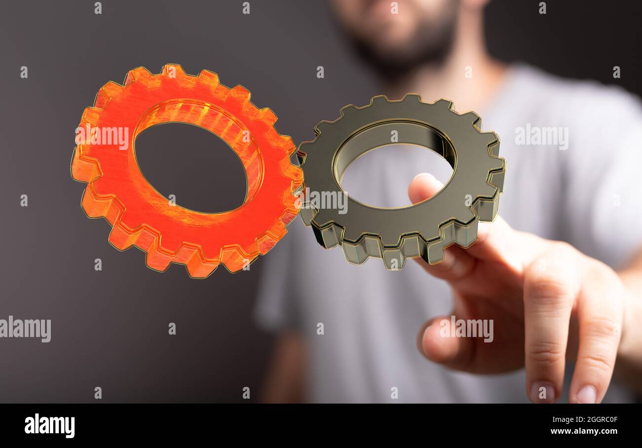 Business team gear to success concept Stock Photo - Alamy