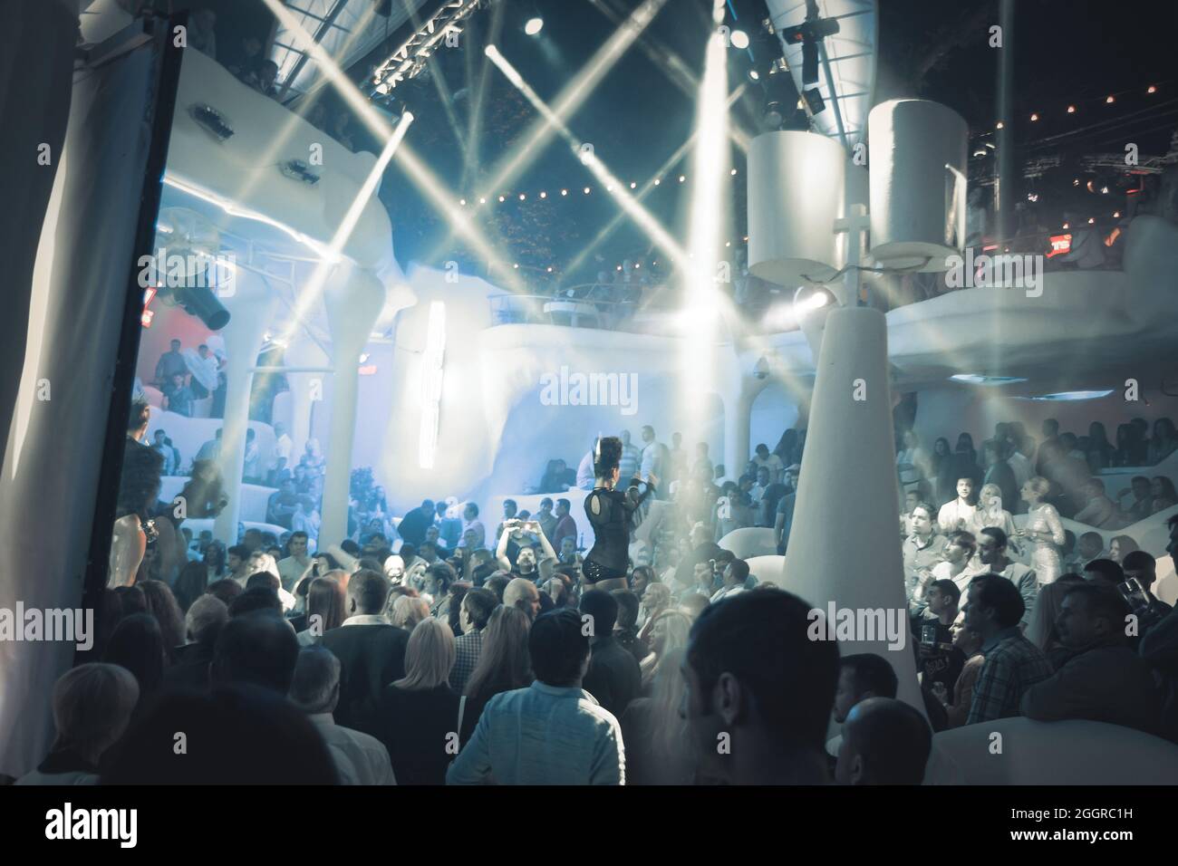 Odessa, Ukraine May 24, 2013: Night club dj party people enjoy of music ...