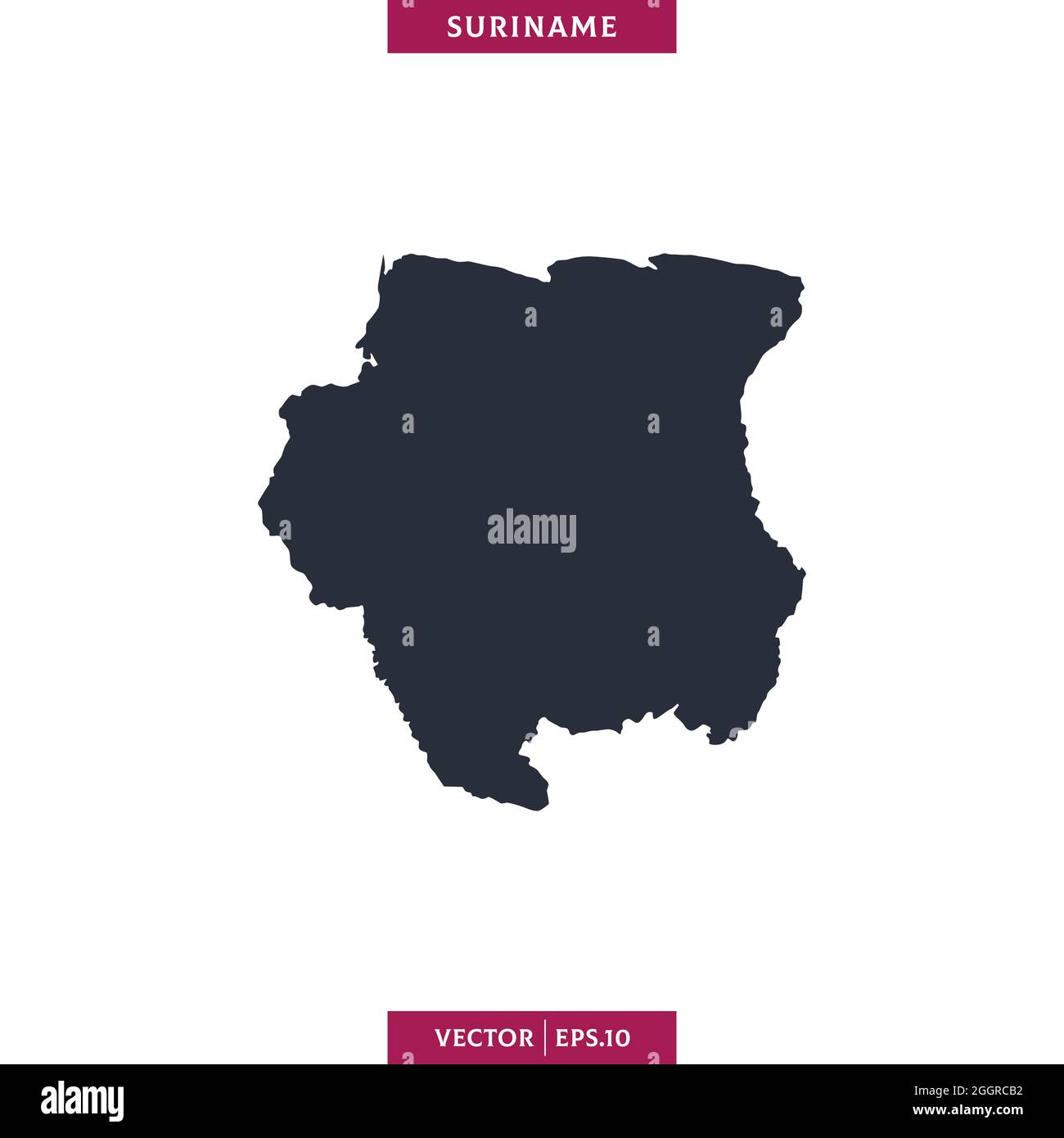 Detailed map of Suriname vector stock illustration design template ...