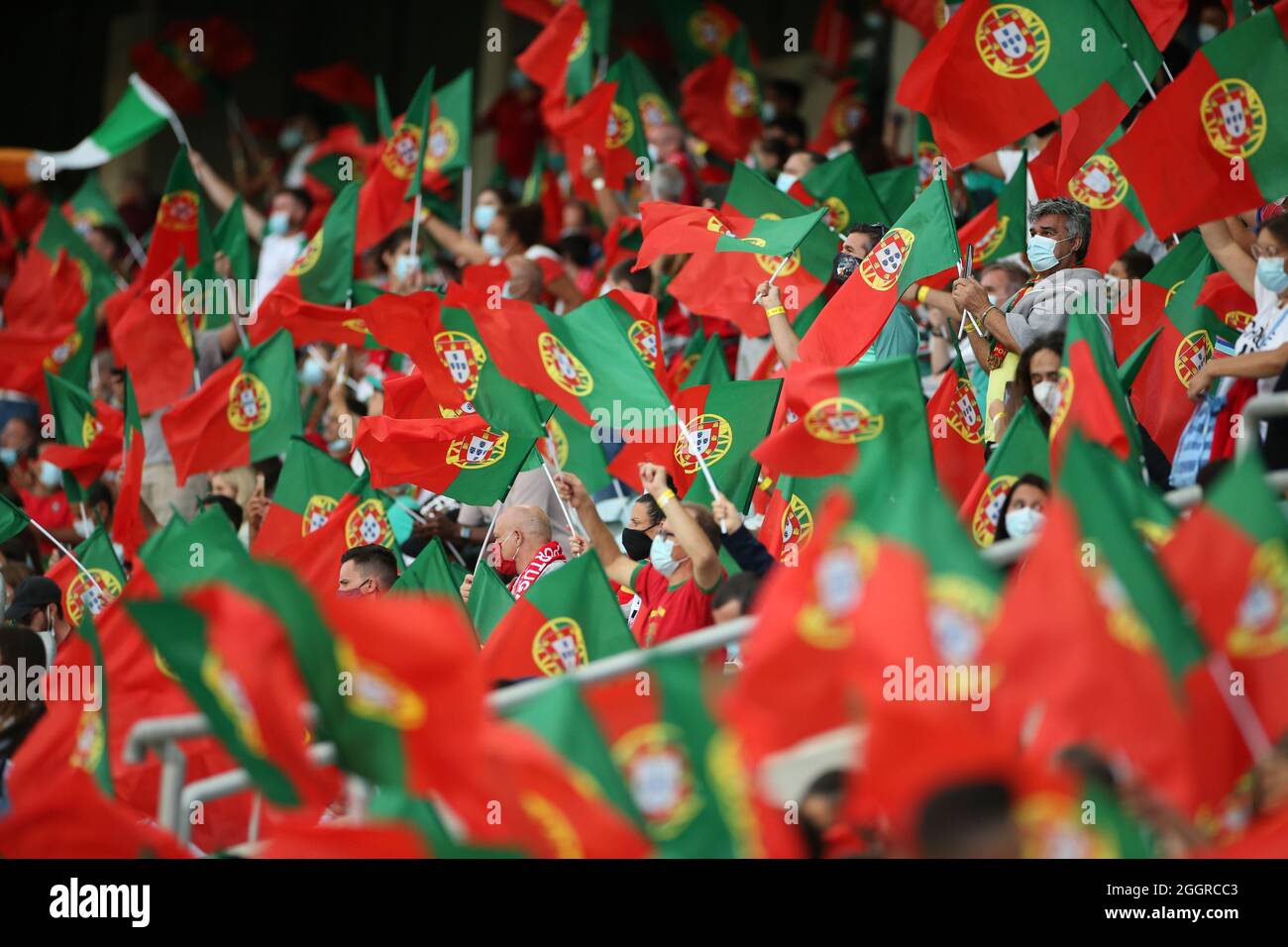 Portugal football fans wave flags during the 2022 FIFA World Cup ...