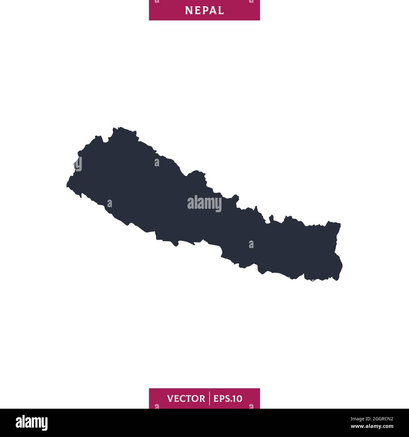 Detailed map of Nepal vector stock illustration design template. Vector ...