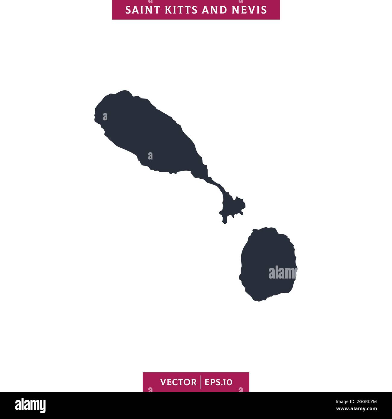 Detailed map of Saint Kitts and Nevis vector stock illustration design ...