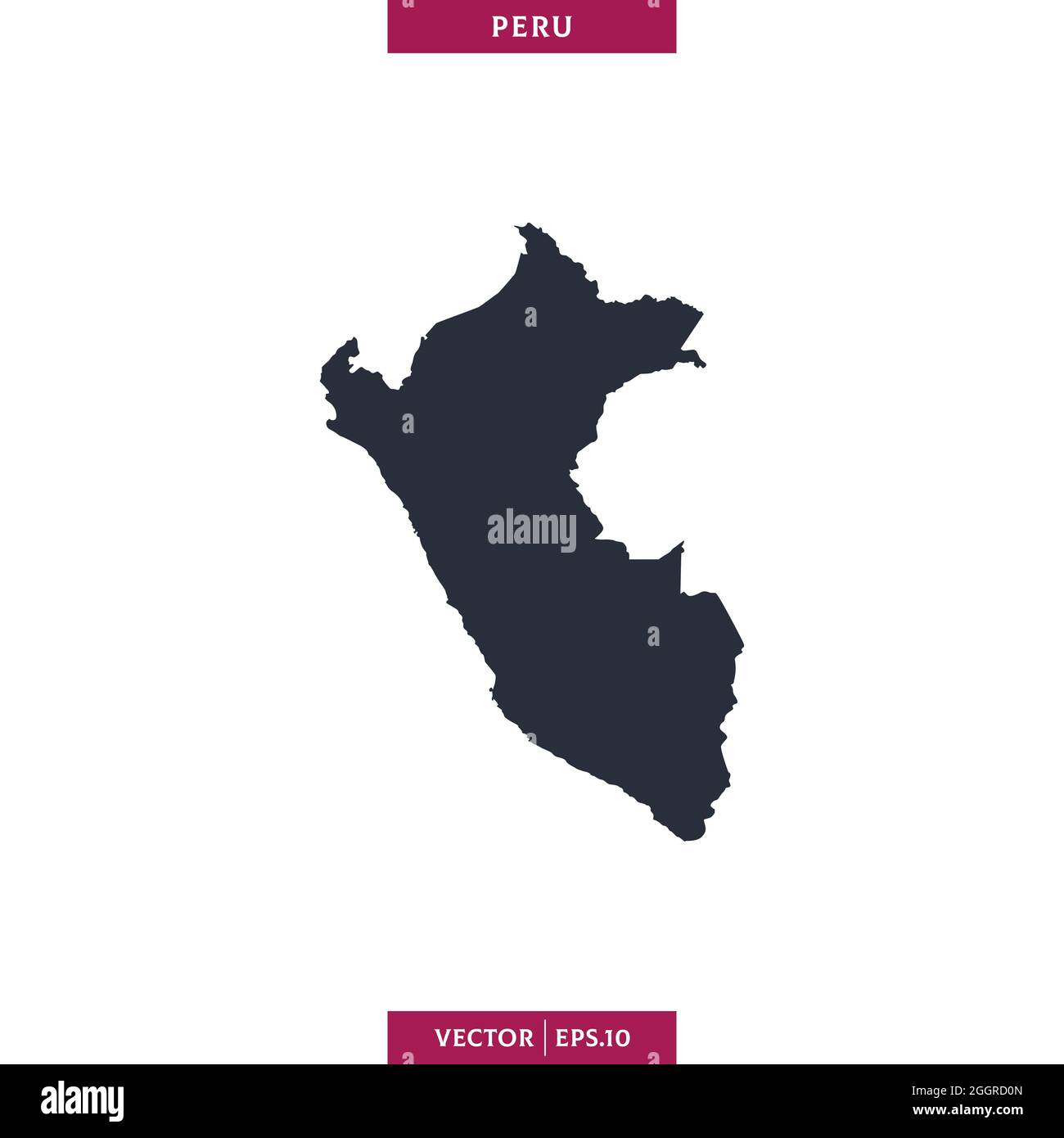 Detailed map of Peru vector stock illustration design template. Vector ...