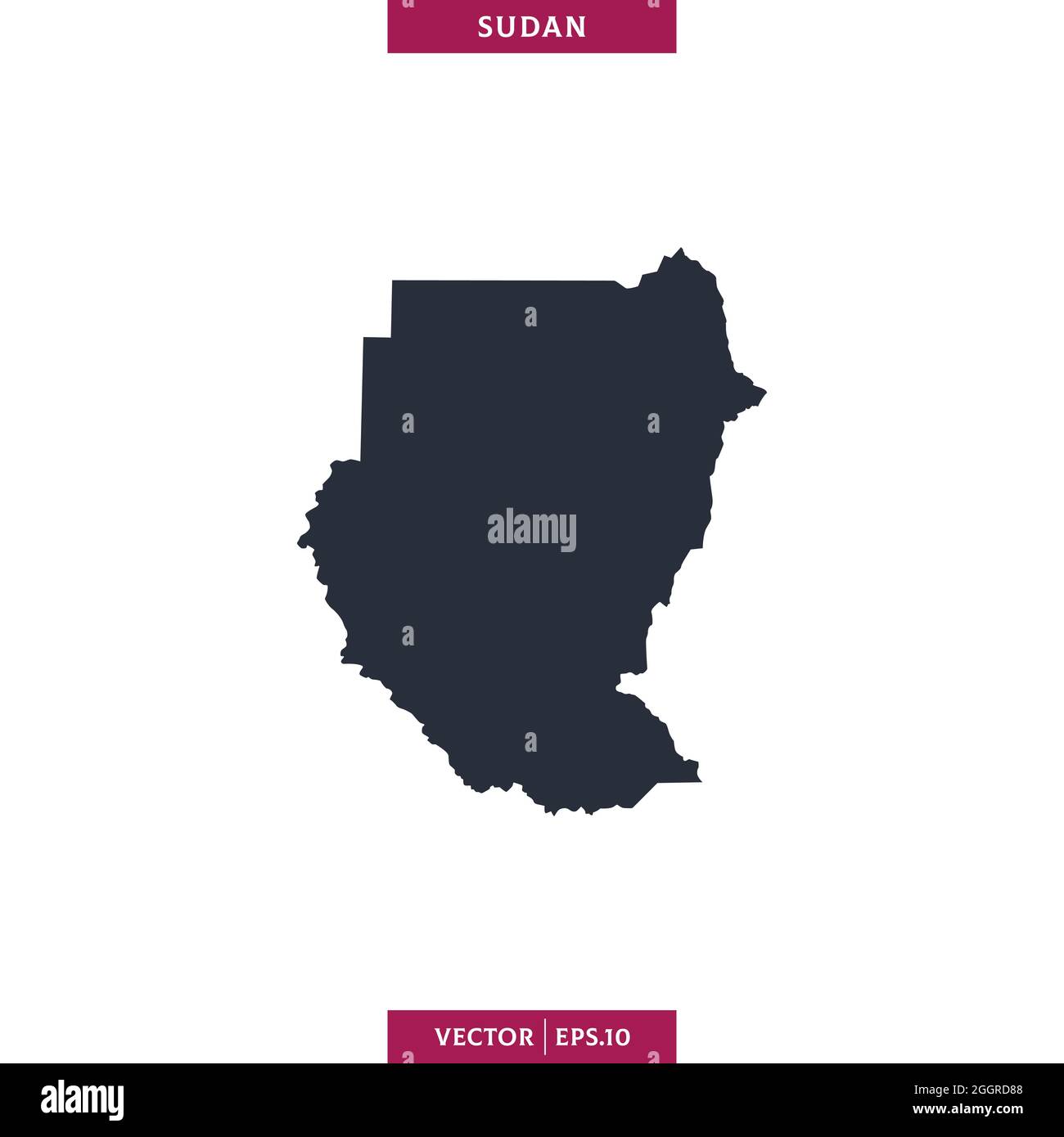 Detailed map of Sudan vector stock illustration design template. Vector ...