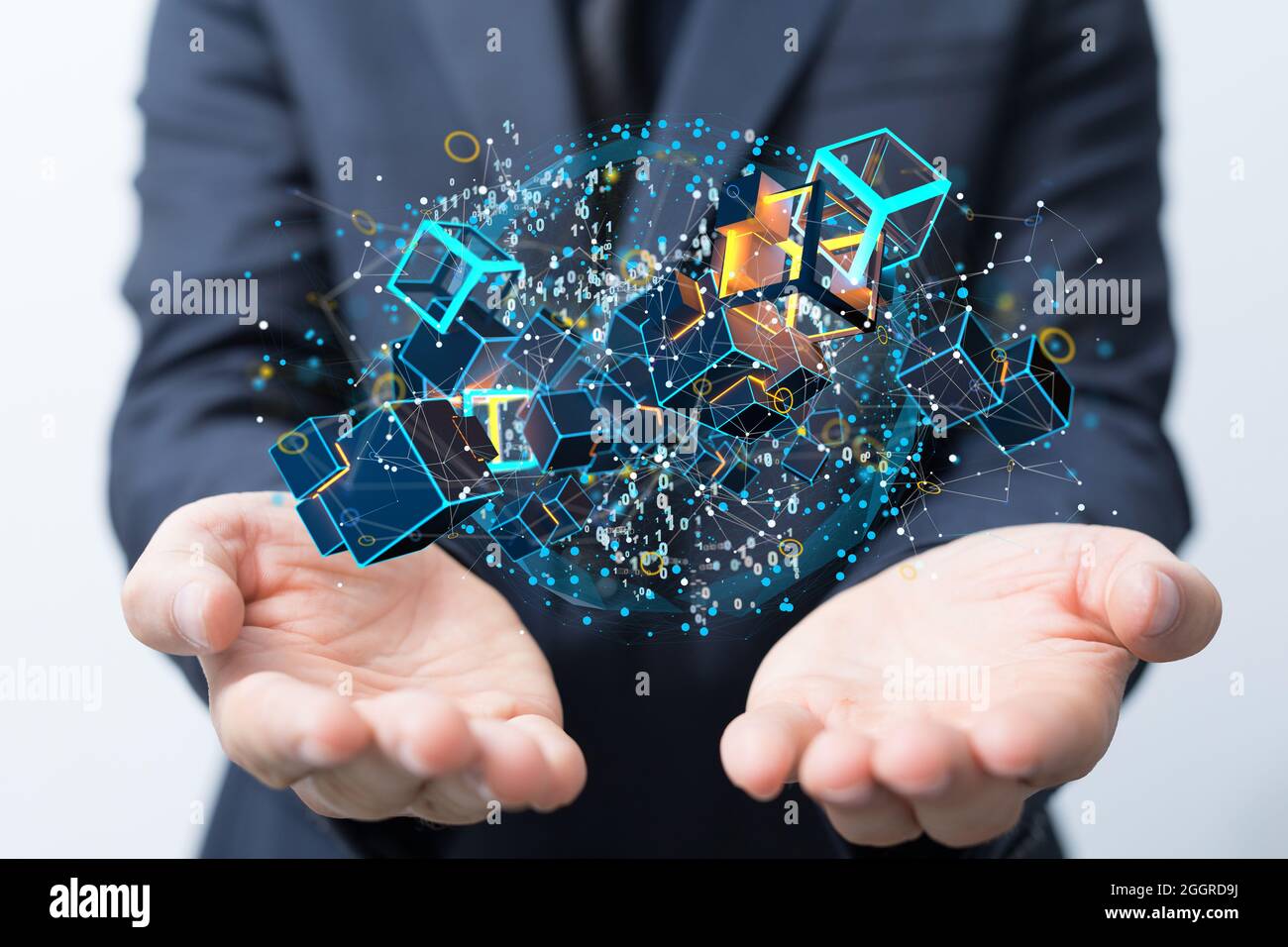 3D digital shapes over hands - cloud computing concept Stock Photo - Alamy