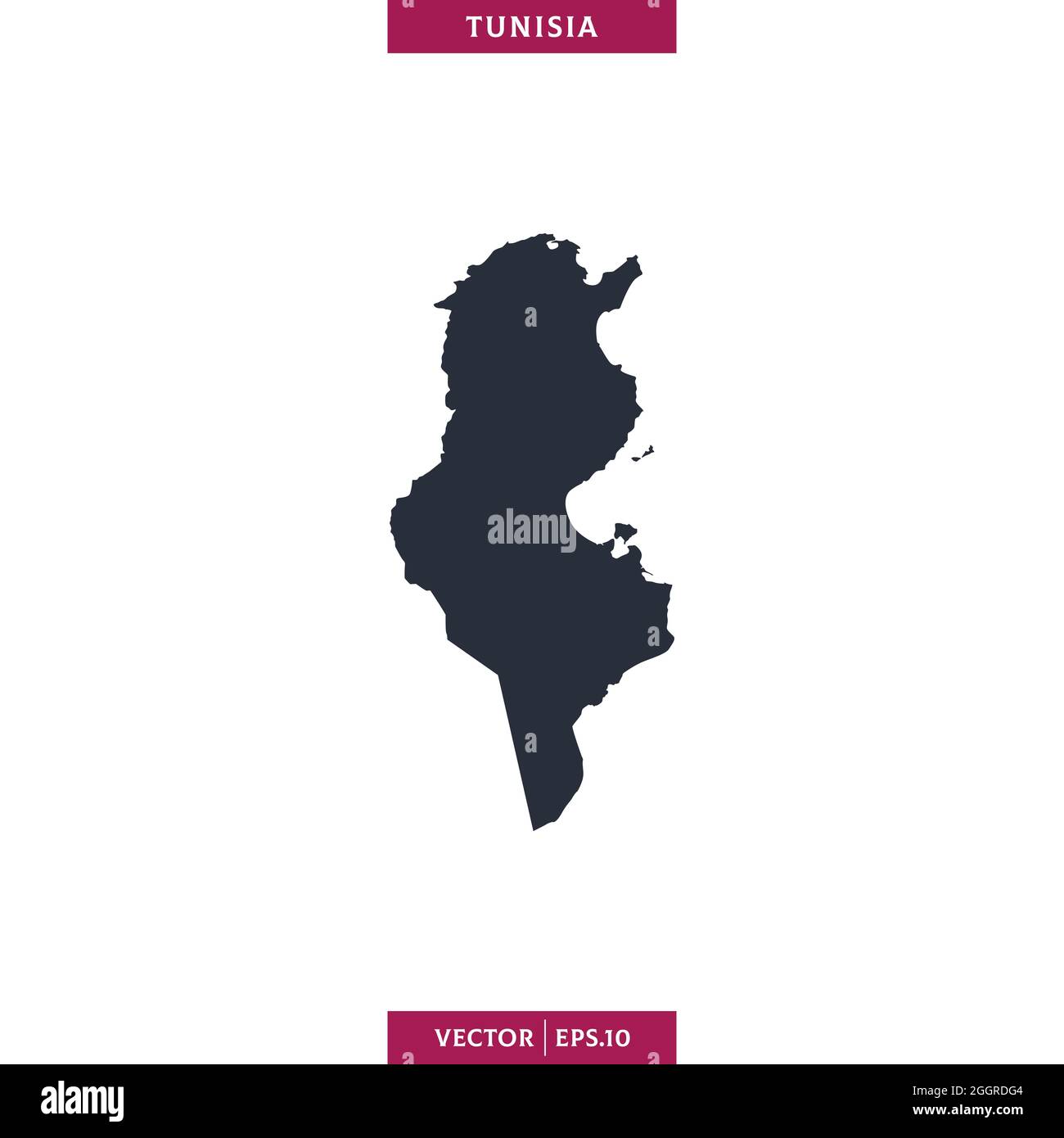 Detailed Map Of Tunisia Vector Stock Illustration Design Template