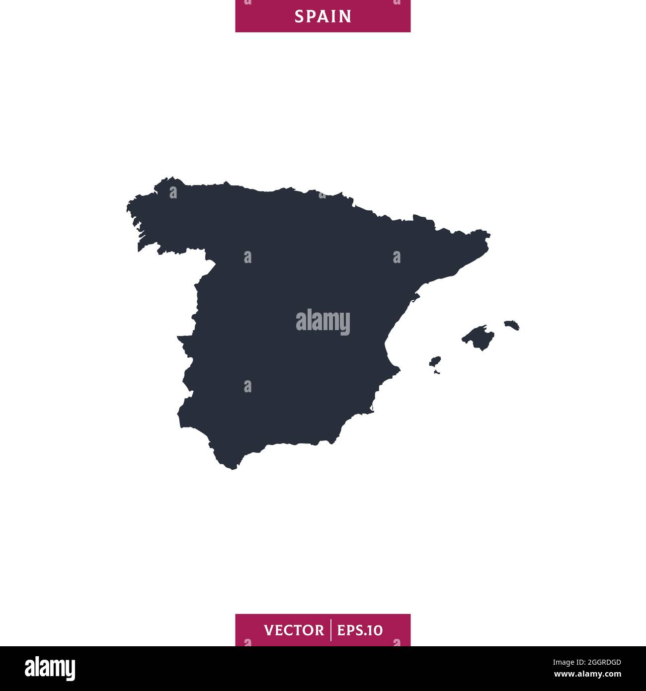 Detailed map of Spain vector stock illustration design template. Vector ...