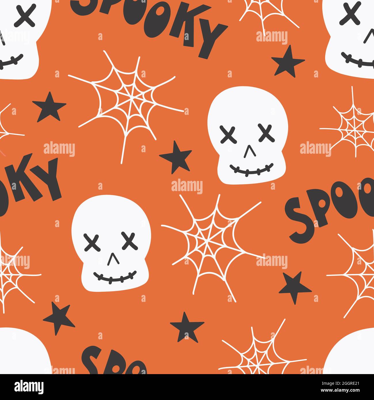 Halloween seamless pattern for design Halloween symbols skull, spider ...