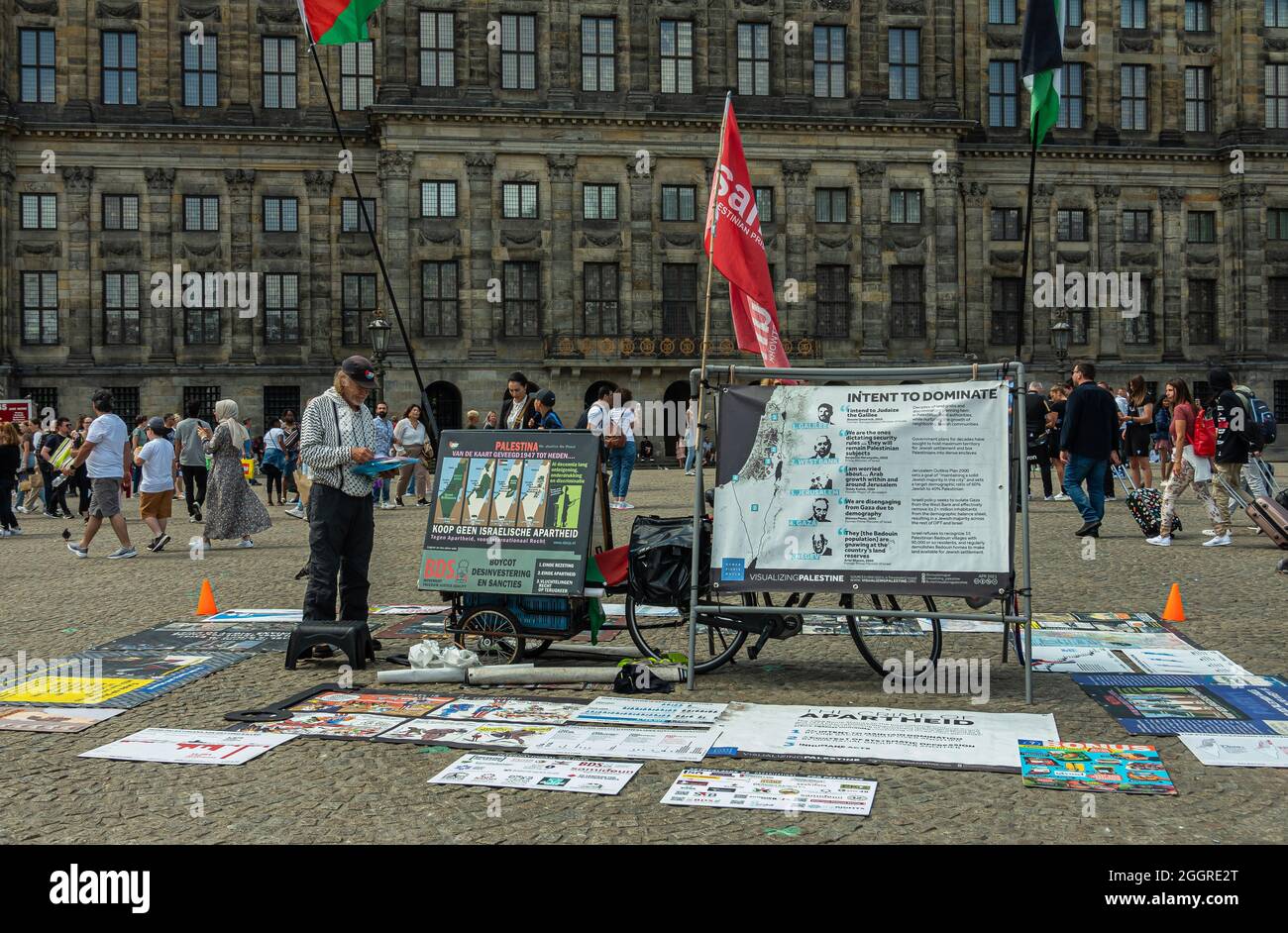 Amsterdam, Netherlands - August 14, 2021: Palestinian protest against ...