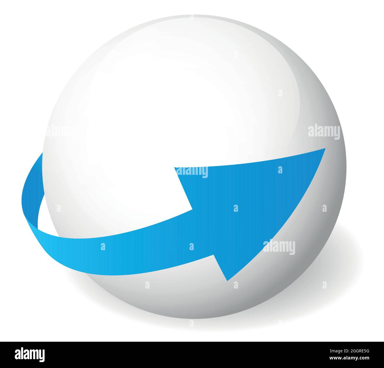 Loop circle arrow icon around sphere. Abstract symbol. Simple 3D vector ...
